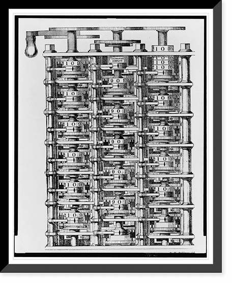 Historic Framed Print, [Section of Charles Babbage's calculating ...