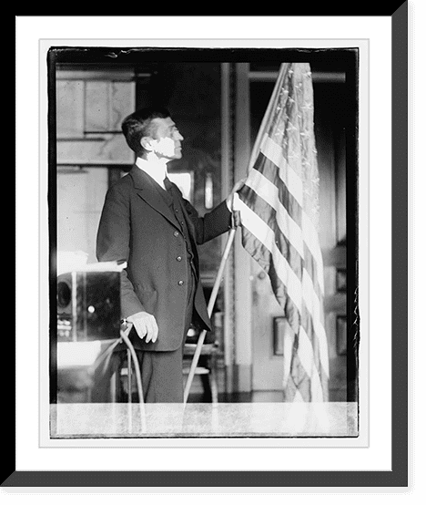 Historic Framed Print, Sectry. Baker flag[...] to[...] Army by ladies ...