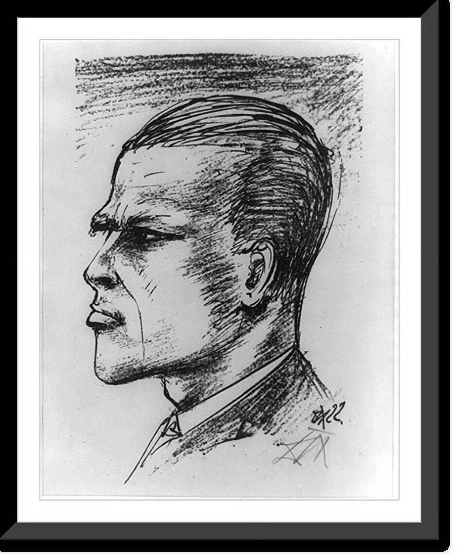 Historic Framed Print, [Self-portrait, head and shoulders, facing left ...