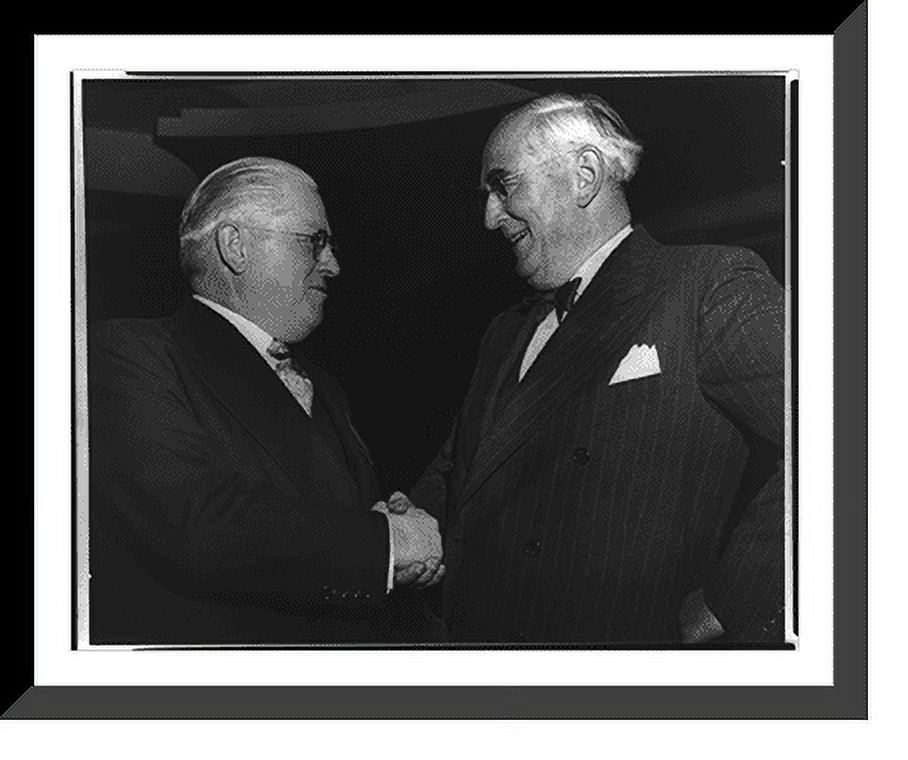 Historic Framed Print, [Sen. Arthur Vandenberg (left) shaking hands ...