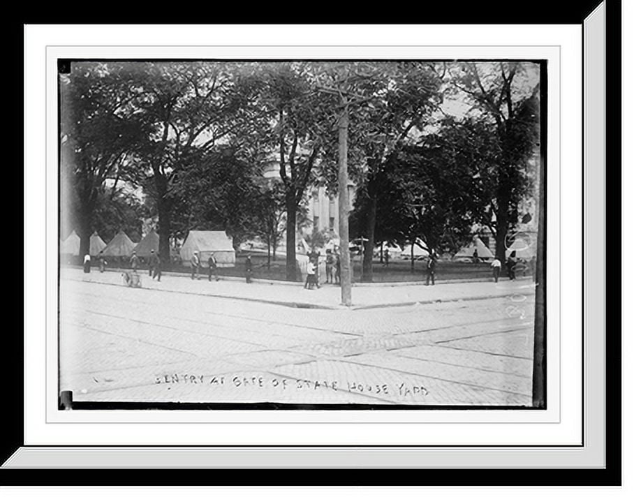 Historic Framed Print, Sentry at gate of State House yard, 17-7/8" x 21 ...
