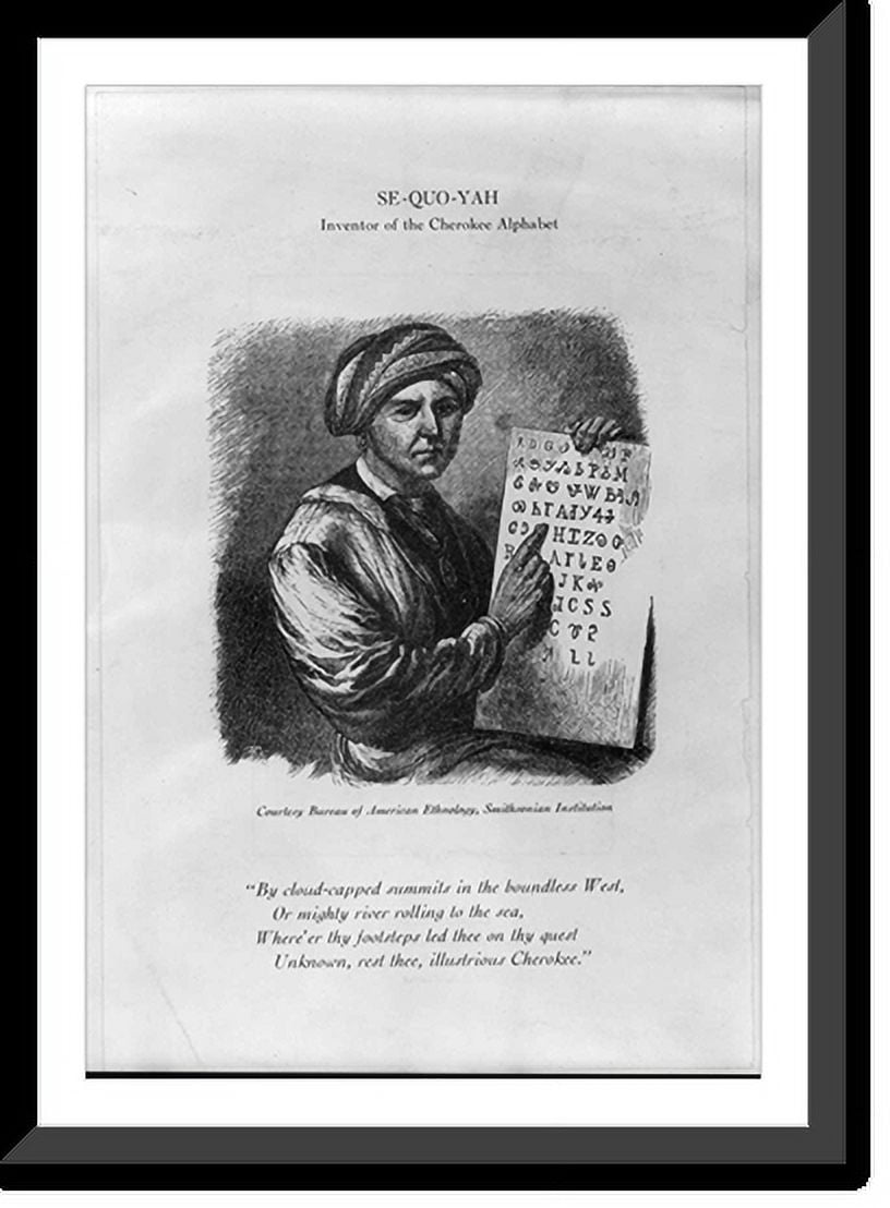 Historic Framed Print, Sequoyah, inventor of the Cherokee alphabet, 17 ...
