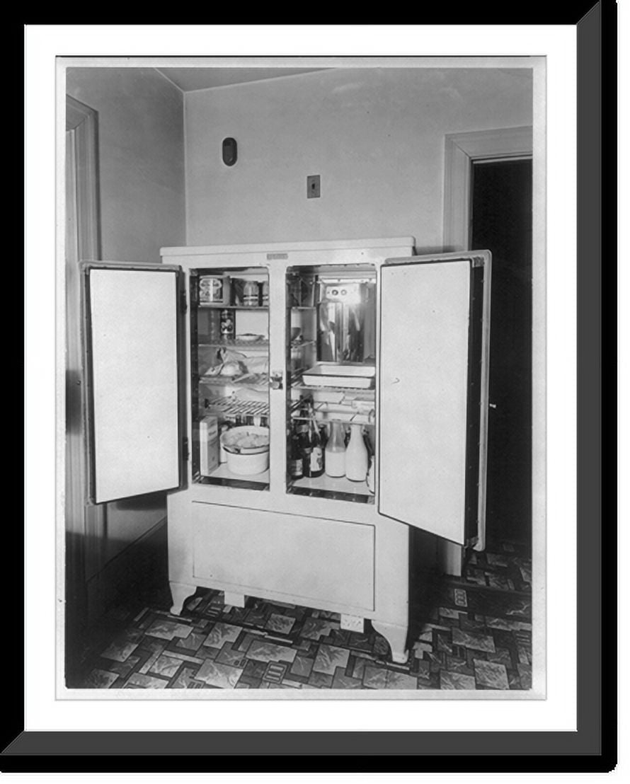 Historic Framed Print, [Servel refrigerator, with doors open, in an ...