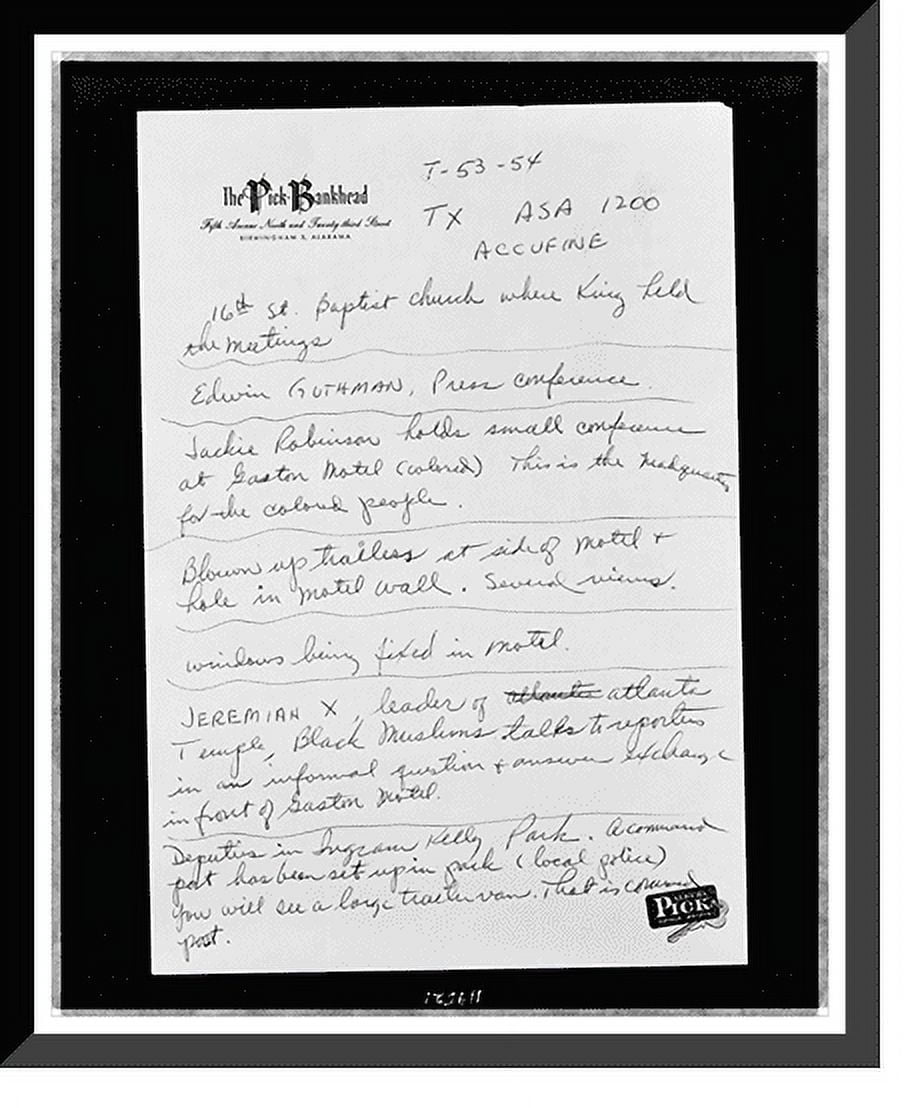 Historic Framed Print, [Seven handwritten captions for US News & World ...