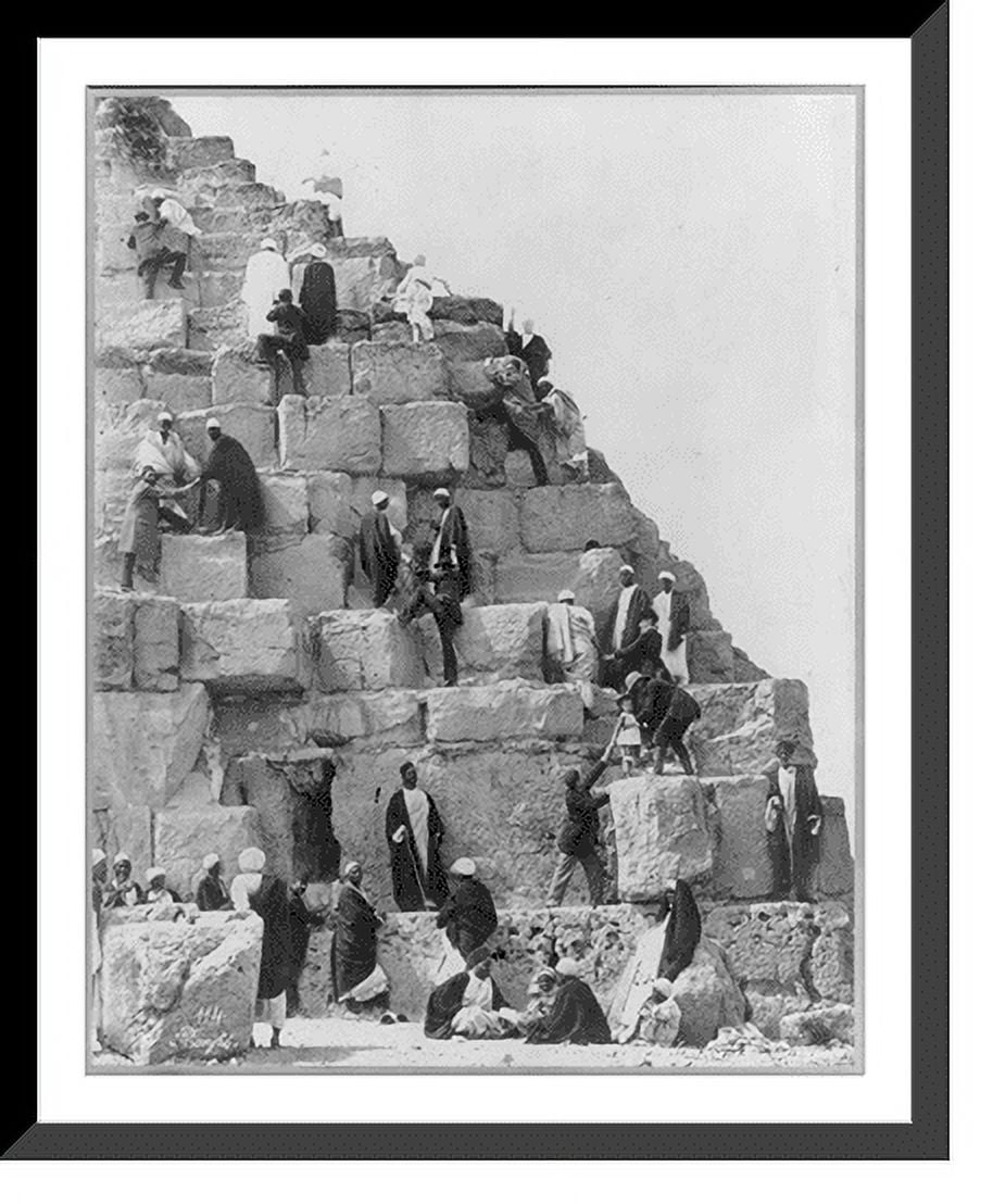 Historic Framed Print, [Several people gathered at the base of the ...