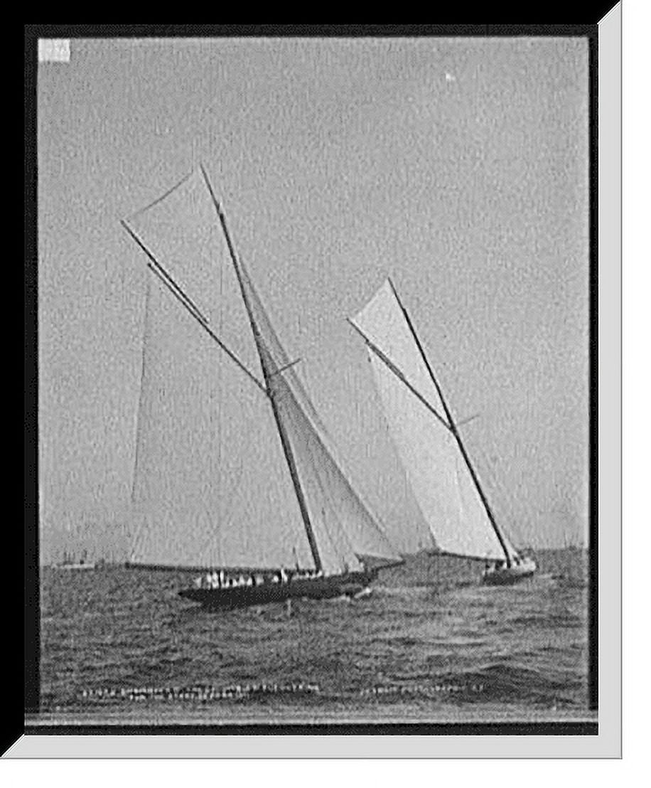 Historic Framed Print, Shamrock II and Columbia maneuvering for the start - 2, 17-7/8" x 21-7/8 ...