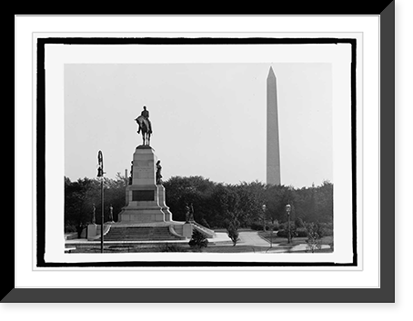 Historic Framed Print, Sherman statue & Wash. Monument, 17-7/8" x 21-7/ ...