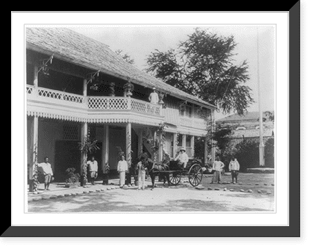 Historic Framed Print, [Siamese men and 2 other men posed on and in ...