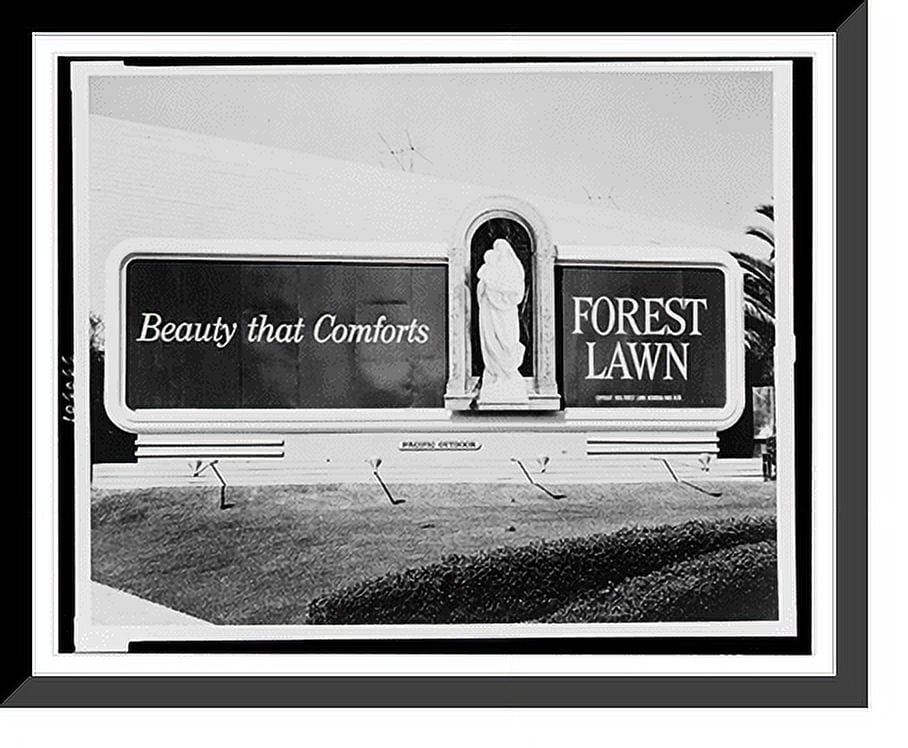 Historic Framed Print, [Sign for Forest Lawn cemetery], 17-7/8" x 21-7/ ...