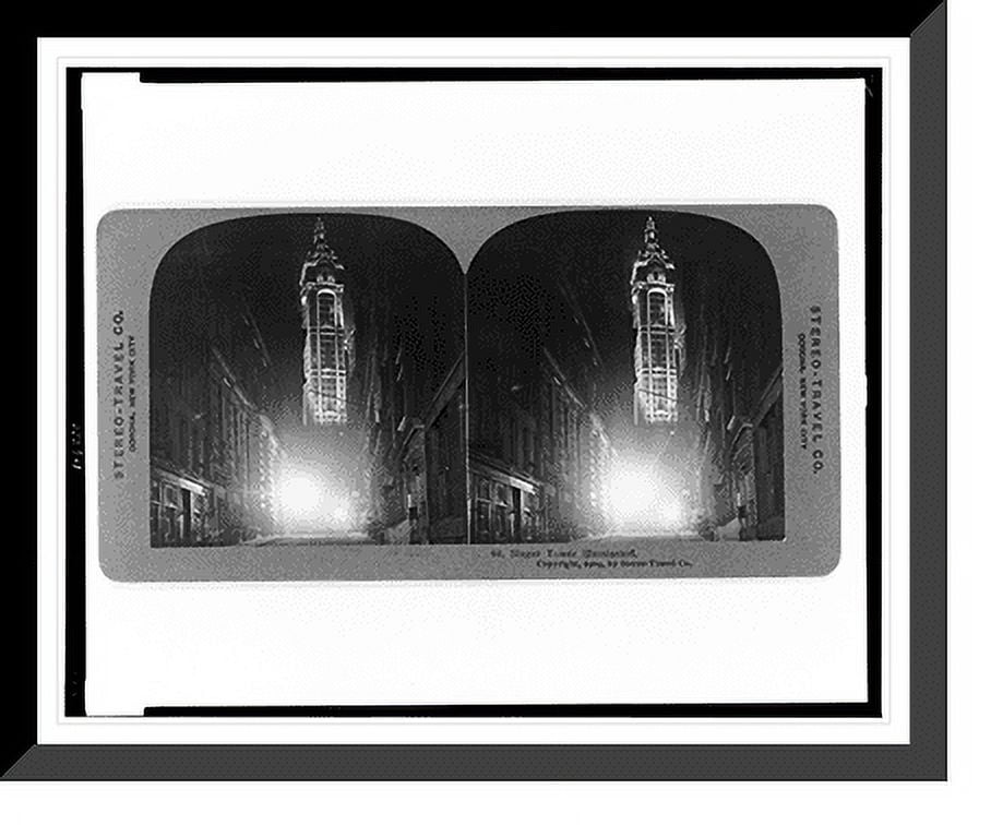Historic Framed Print, Singer Tower illuminated, 17-7/8" x 21-7/8 ...