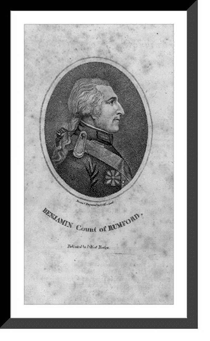 Historic Framed Print, [Sir Benjamin Thompson Rumford, Count, 1753-1814, head and shoulders ...