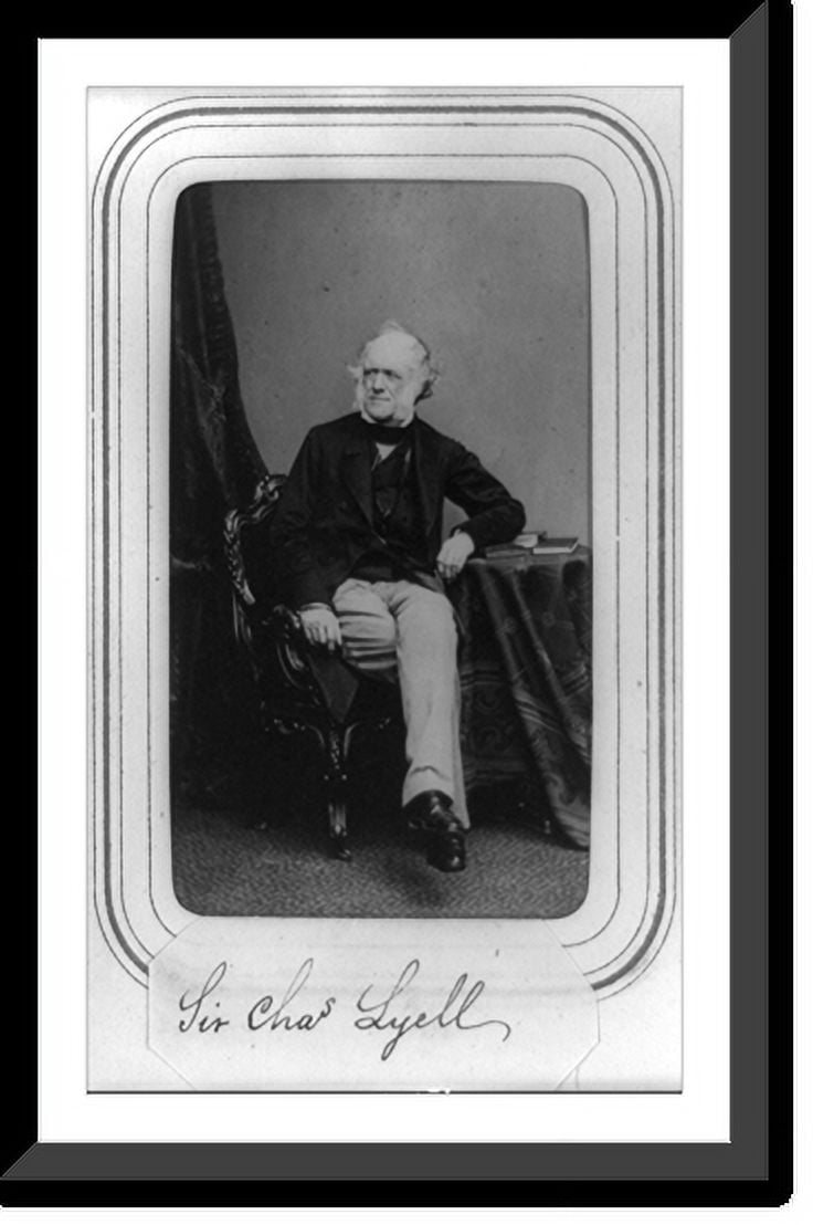 Historic Framed Print, [Sir Charles Lyell, full-length portrait, seated ...