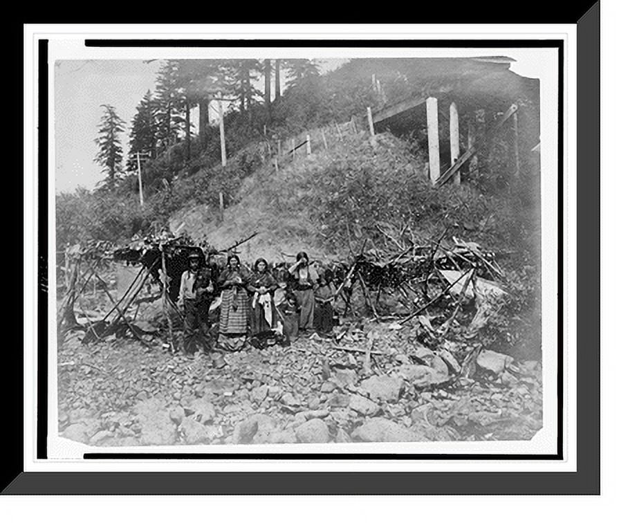 Historic Framed Print, [Six people, probably Umatilla Indians, posed ...