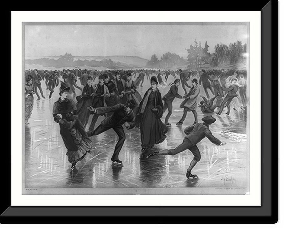 Historic Framed Print, Skating.Hy Sandham ; aquarelle print by L. Prang ...