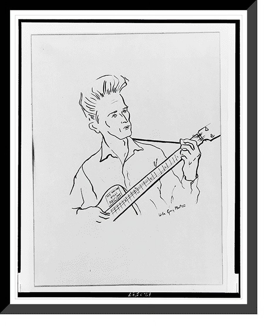 Historic Framed Print, [Sketch of Woody Guthrie, half-length portrait ...