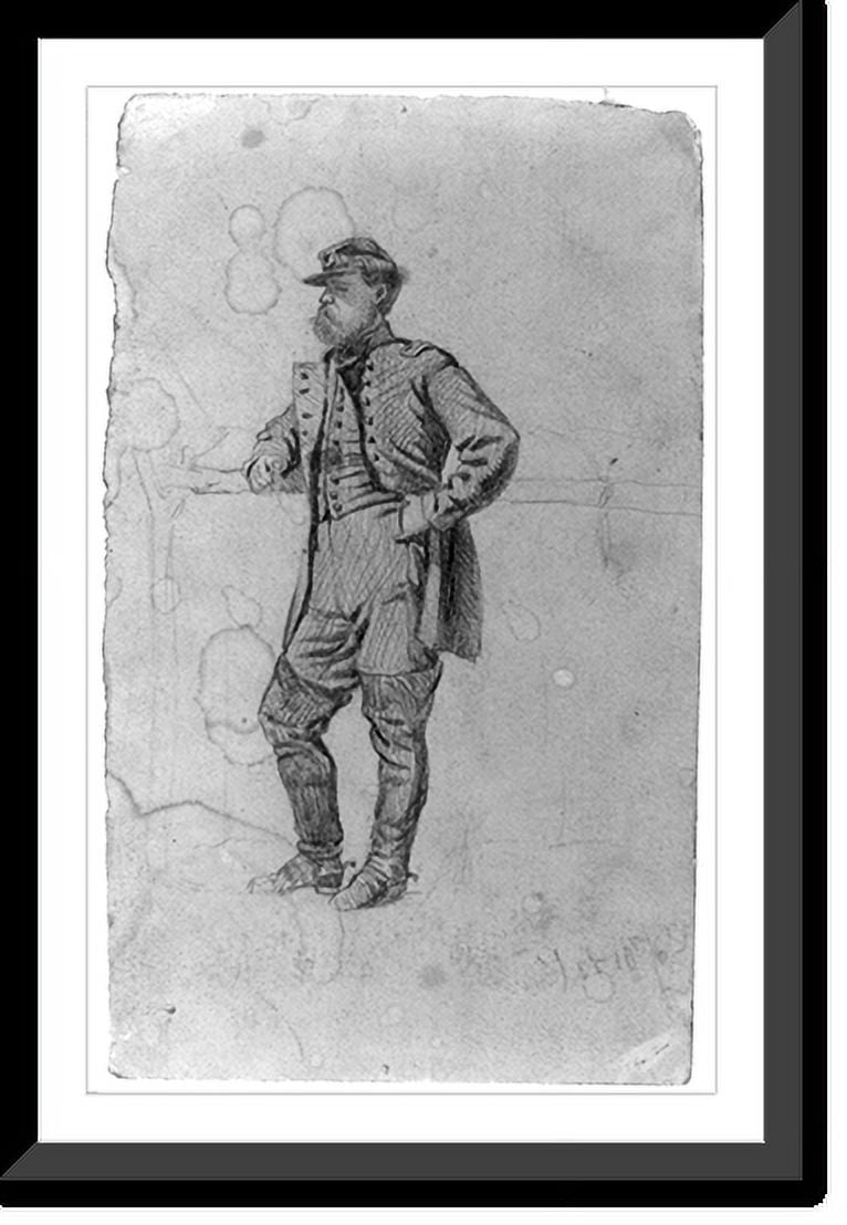 Historic Framed Print, Sketch of officer of infantry. The colonel, 17-7 ...