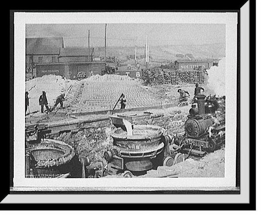 Historic Framed Print, [Slag run and filling slag pots], Sloss City ...