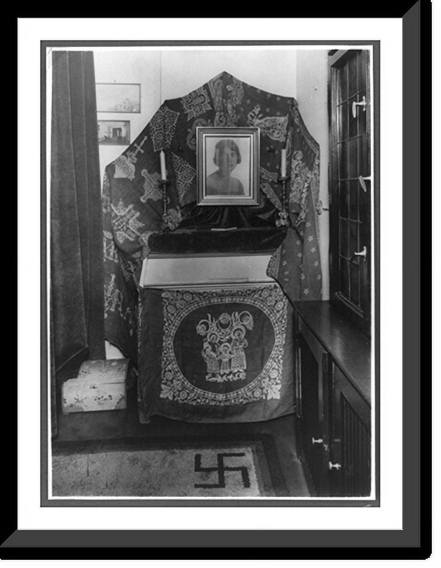 Historic Framed Print, [Small shrine with framed portrait of Carin ...