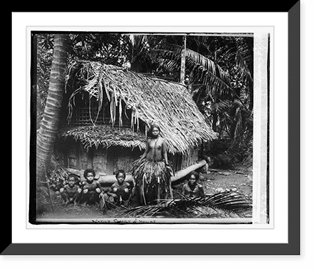 Historic Framed Print, So. Sea Islands, native family & house, 17-7/8 ...