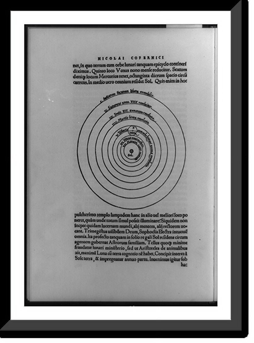Historic Framed Print, [Solar system diagram with seven planets in ...