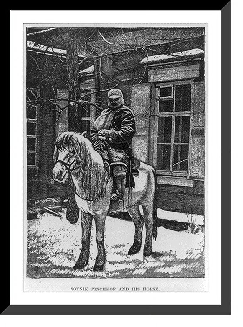 Historic Framed Print, Sotnik Peschkof and his horse, 17-7/8" x 21-7/8 ...