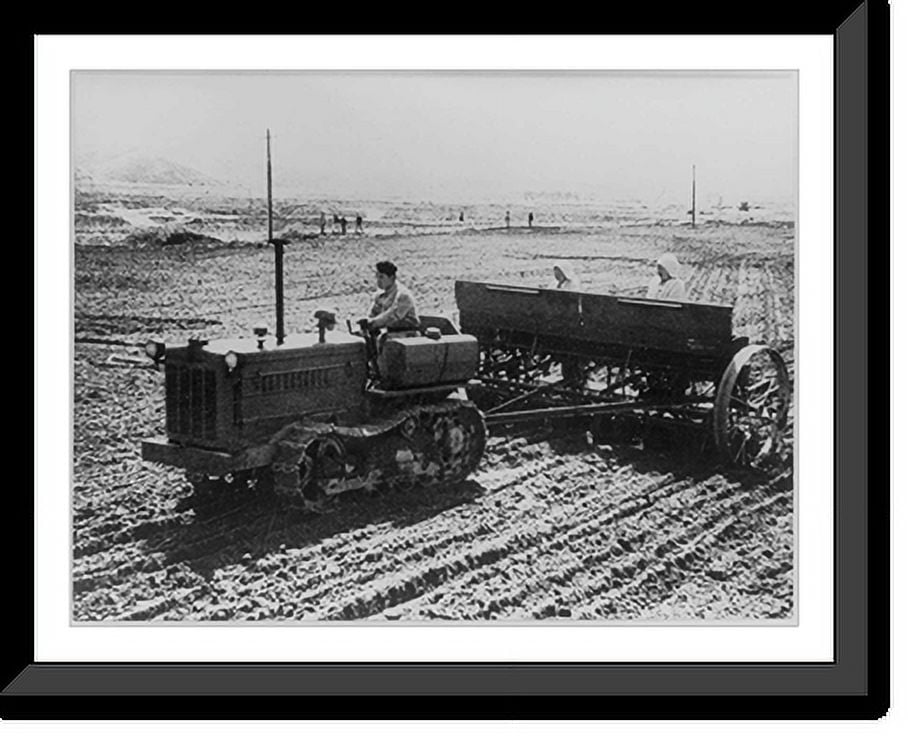 Historic Framed Print, Sowing seeds [with a caterpillar and planter], N ...