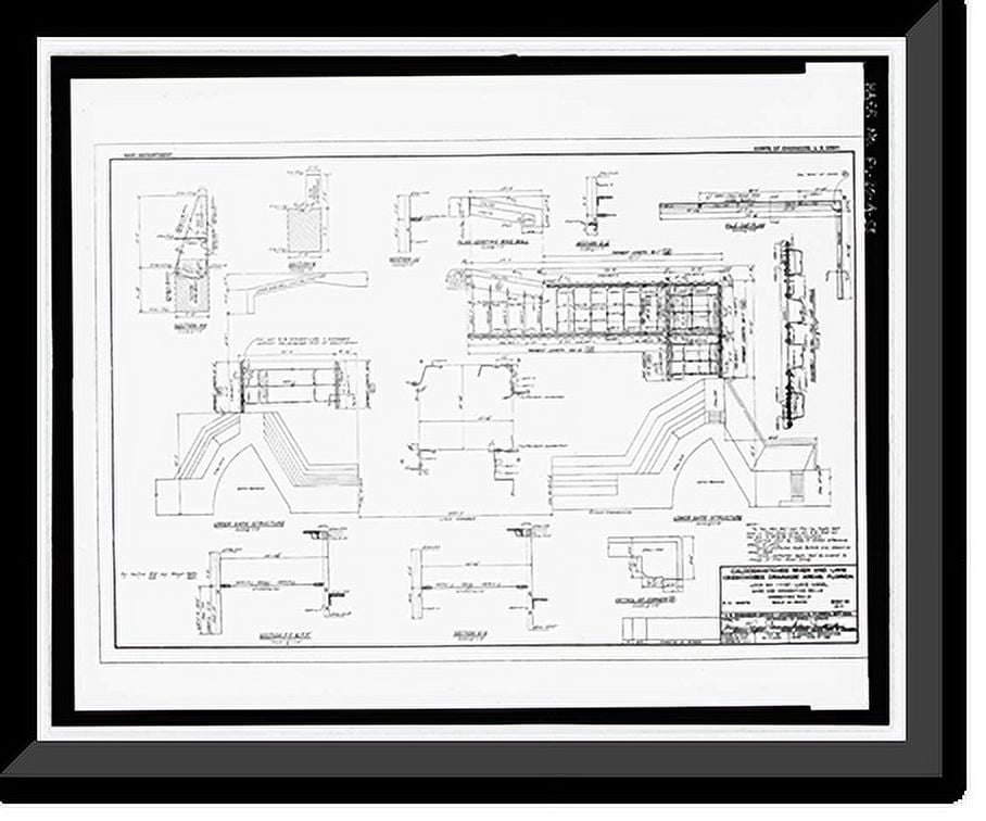 Historic Framed Print, St. Lucie Canal, St. Lucie Lock No. 1, St. Lucie ...