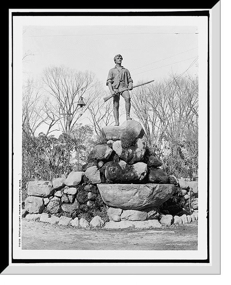 Historic Framed Print, Statue of Capt. Parker, Lexington, Mass., 17-7/8 ...