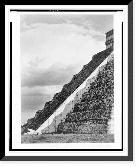 Historic Framed Print, Steps of the Castillo, Chichen Itza, Yucatan ...