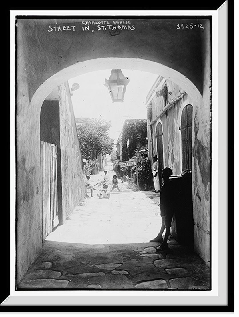 Historic Framed Print, Street in Charlotte Amalie, St. Thomas, 17-7/8" x 21-7/8" - Walmart.com