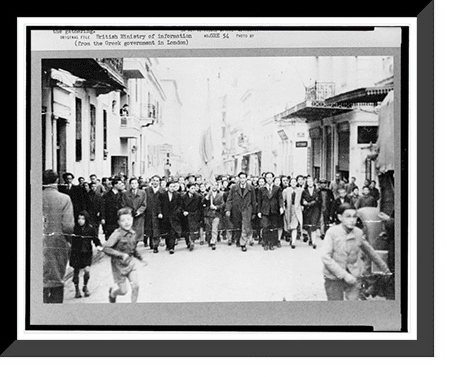 Historic Framed Print, [Students of Athens University parading through ...