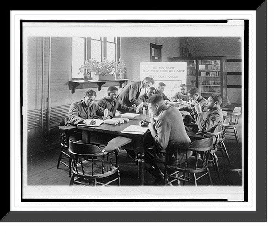 Historic Framed Print, [Students examining corn in classroom at the ...