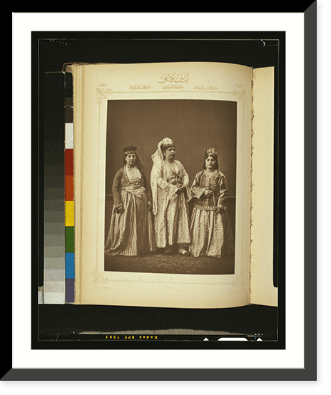 Historic Framed Print, [Studio portrait of models wearing traditional ...