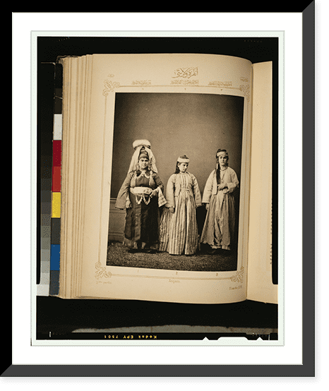 Historic Framed Print, [Studio portrait of models wearing traditional ...
