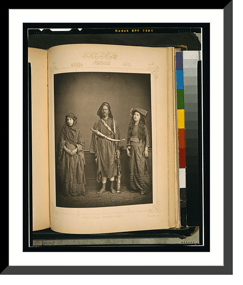 Historic Framed Print, [Studio portrait of models wearing traditional ...