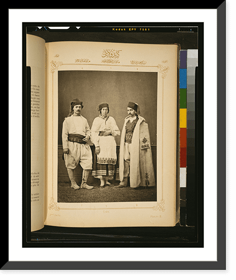 Historic Framed Print, [Studio portrait of models wearing traditional ...