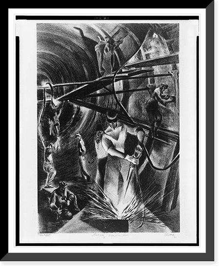Historic Framed Print, Subway construction.Chaney., 17-7/8" x 21-7/8 ...