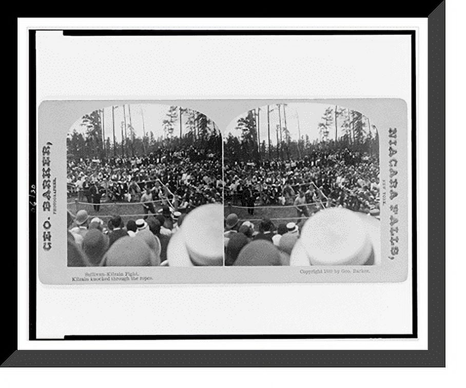 Historic Framed Print, Sullivan-Kilrain fight. Kilrain knocked through ...