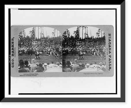 Historic Framed Print, Sullivan-Kilrain fight. Sullivan throwing ...