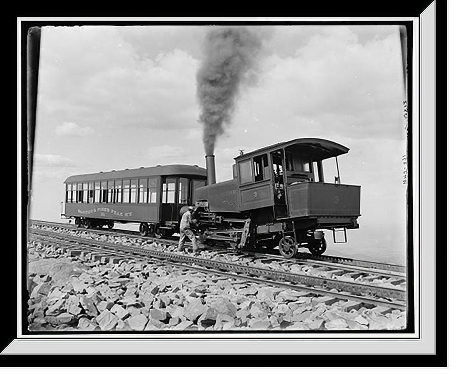 Historic Framed Print, [Summit, cog wheel train, Manitou and Pike's ...