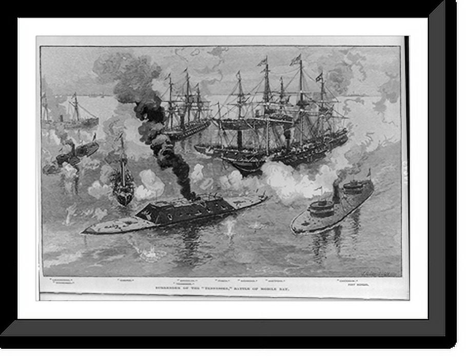 Historic Framed Print, Surrender of the TENNESSEE, Battle of Mobile Bay ...