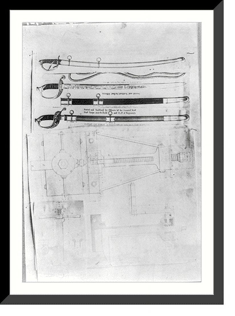 Historic Framed Print, [Swords and scabbards], 17-7/8" x 21-7/8 ...