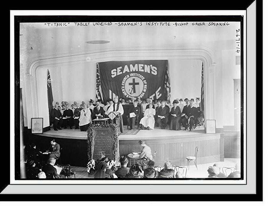 Historic Framed Print, TITANIC Tablet Unveiled - Seaman's Institute ...