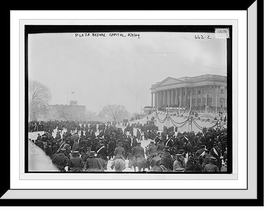 Historic Framed Print, Taft Inauguration, crowd in plaza before Capitol ...