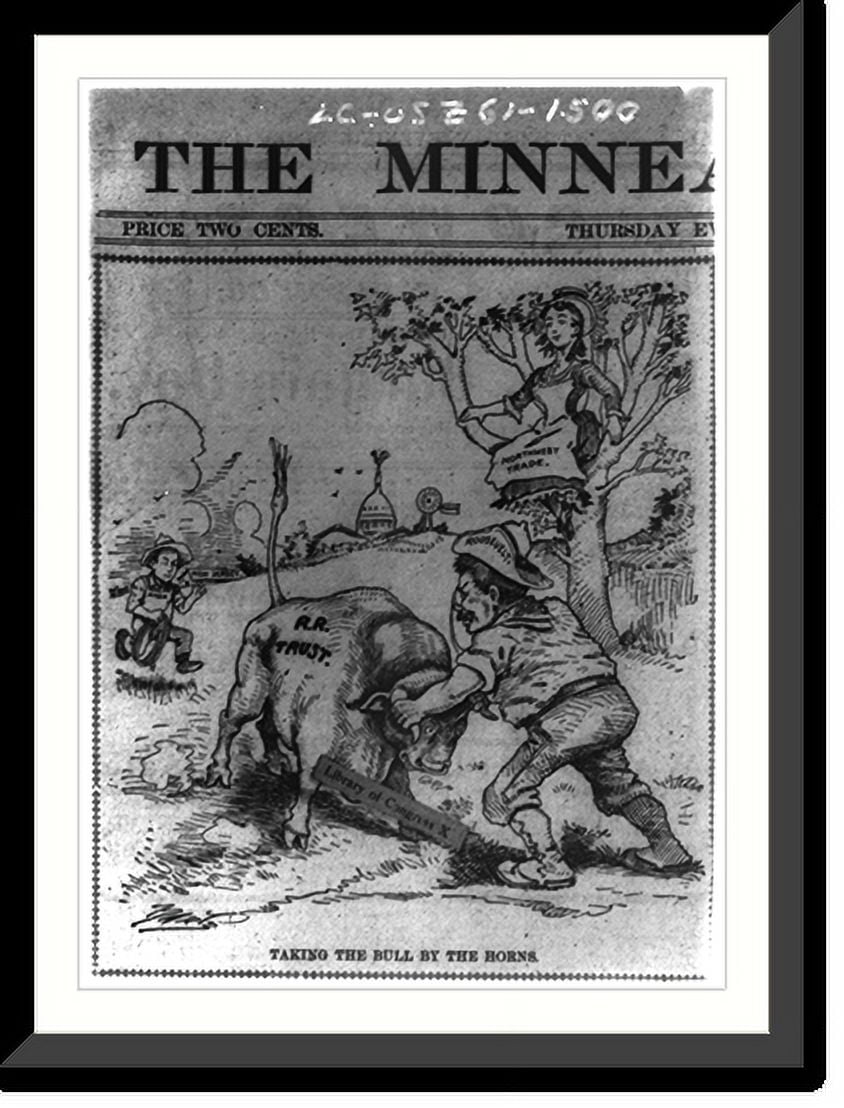 Historic Framed Print, Taking the bull by the horns"", 17-7/8" x 21-7/8 ...