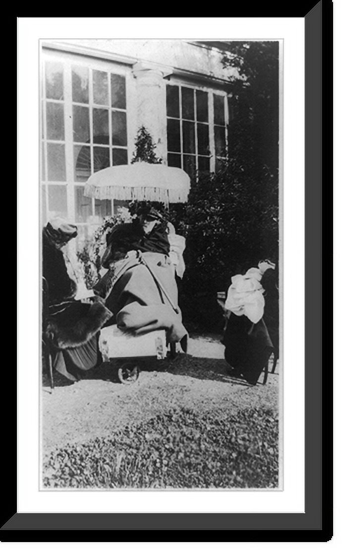Historic Framed Print, [Tasker M. Bliss in chaise lounge: and 2 women ...