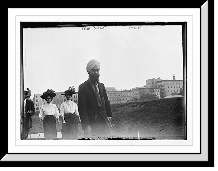 Historic Framed Print, Teja Singh, followed by two ladies and a ...