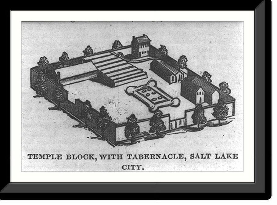 Historic Framed Print, Temple block, with tabernacle, Salt Lake City ...