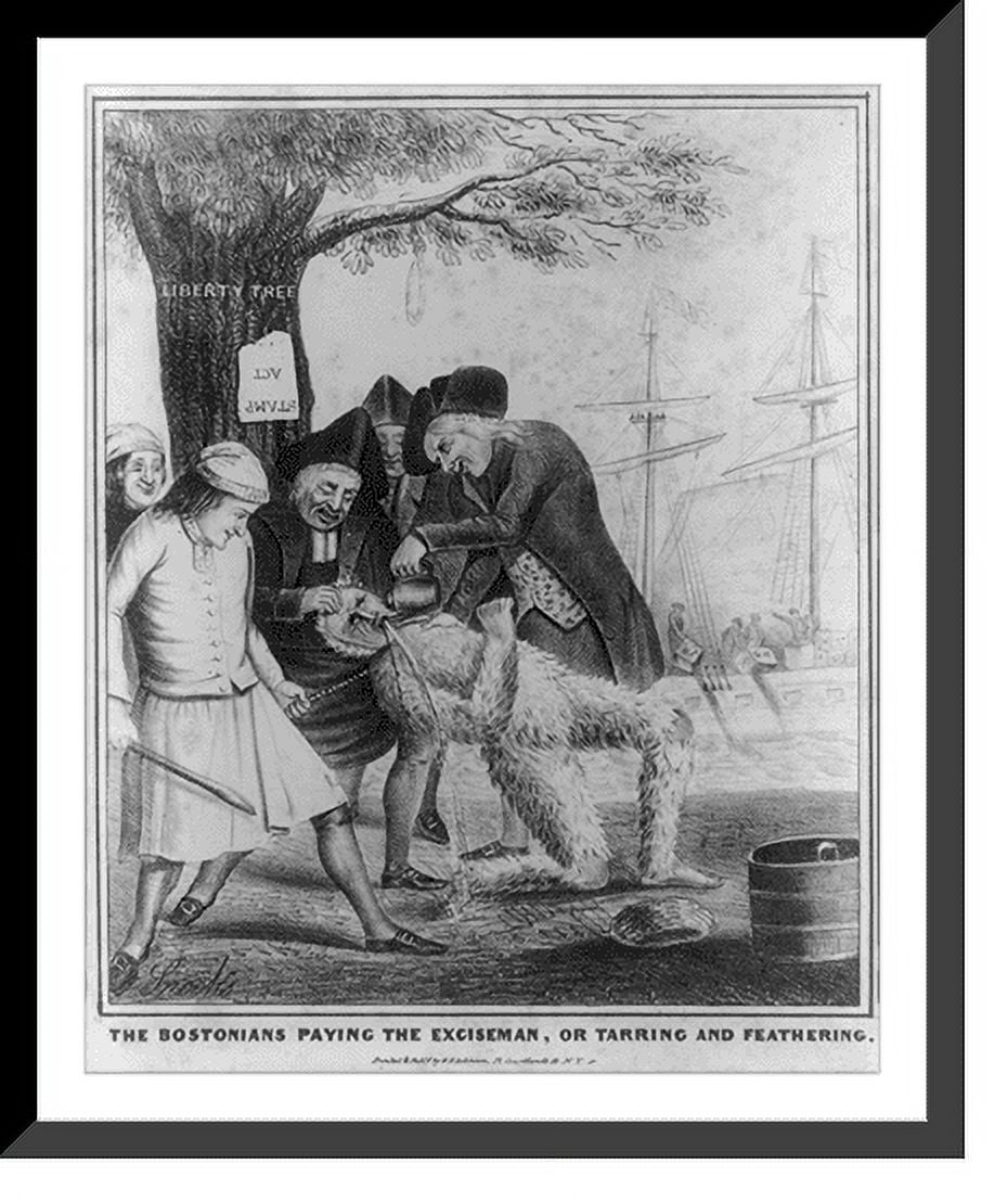 Historic Framed Print, The Bostonians paying the exciseman, or tarring ...