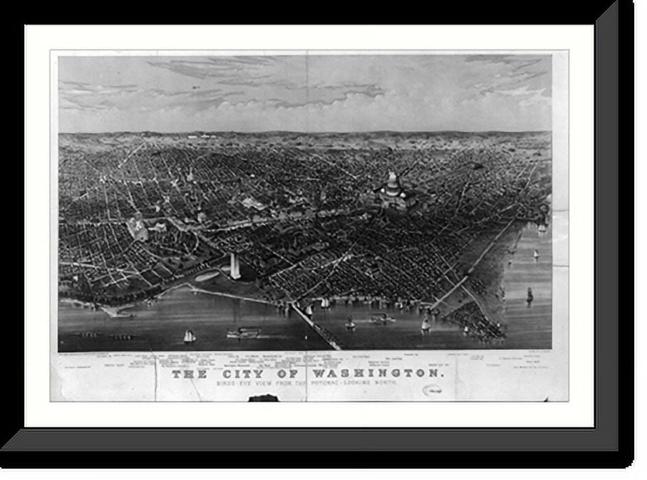 Historic Framed Print, The City of Washington birds-eye view from the ...